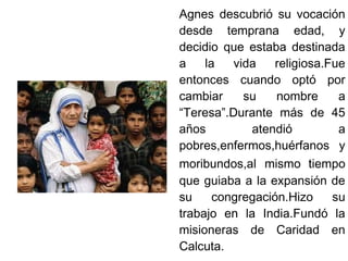 Descripcion de Teresa de Calcuta | ODP