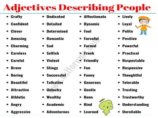 Descripcion fisica y adjetivos en ingles | PPTX