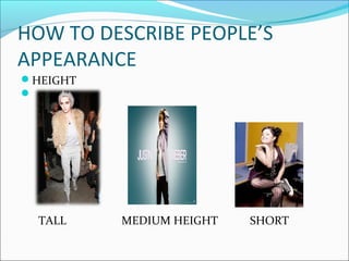 ENGLISH 1- PHYSICAL DESCRIPTION | PPT