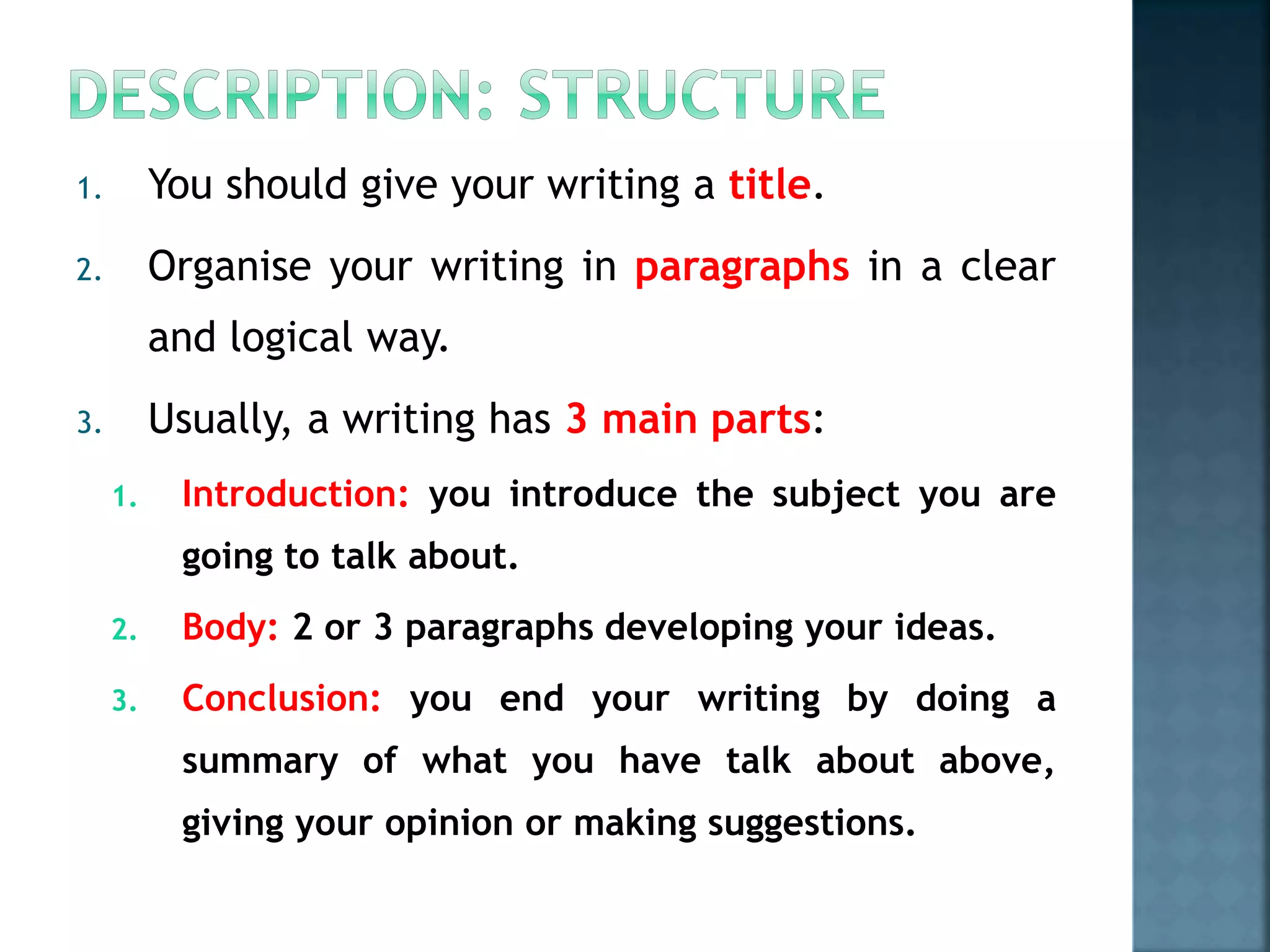 How to write a description | PPT