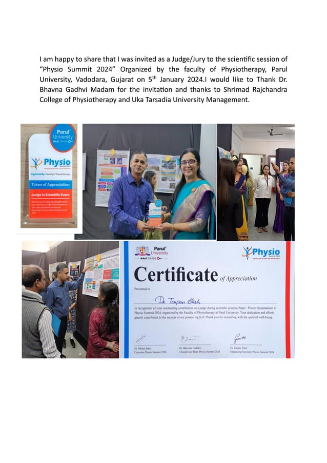 Physio Summit 2024 at Parul University,Vadodara,Gujarat | PDF