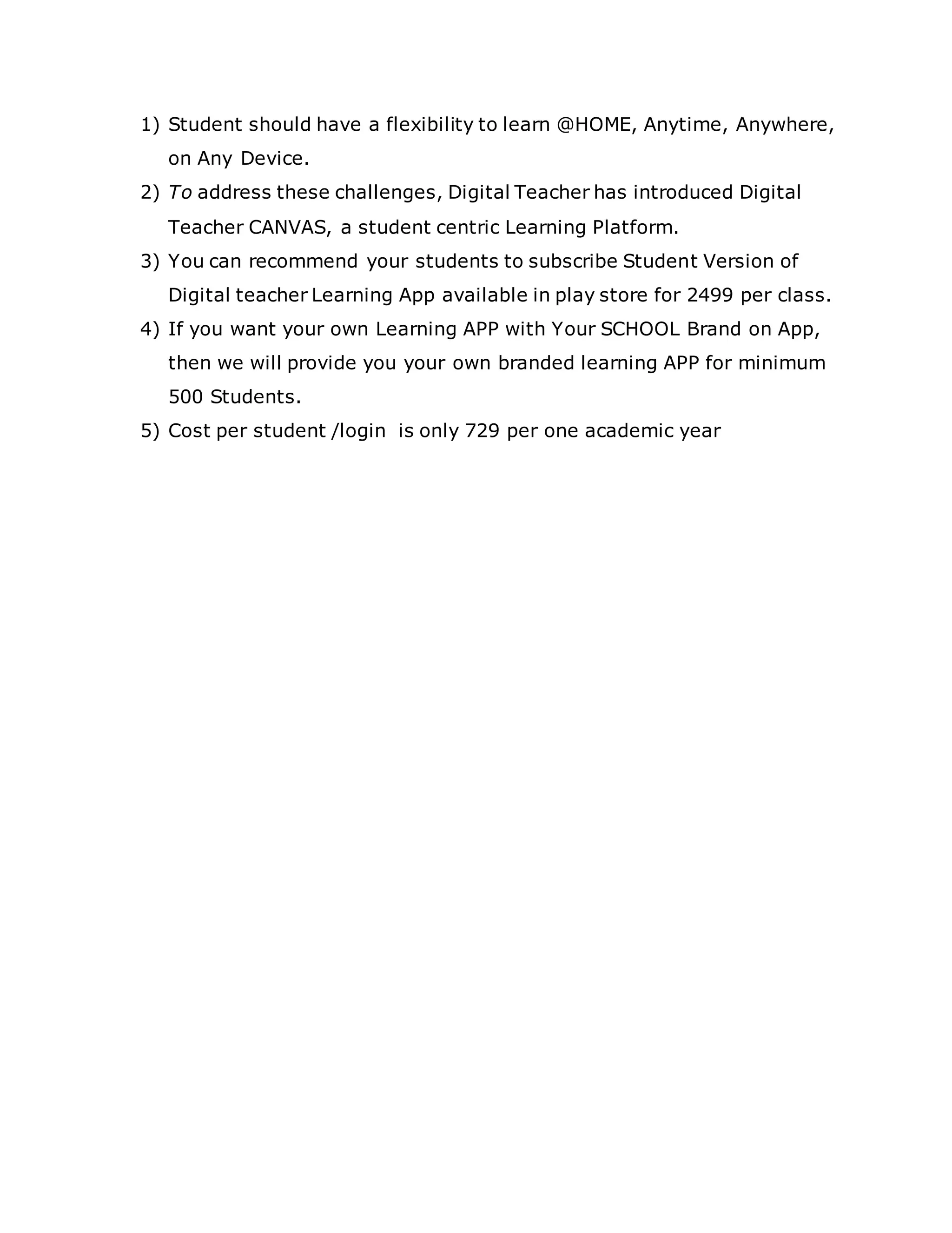 Online learning Platform / Digital Teacher Canvas | DOCX