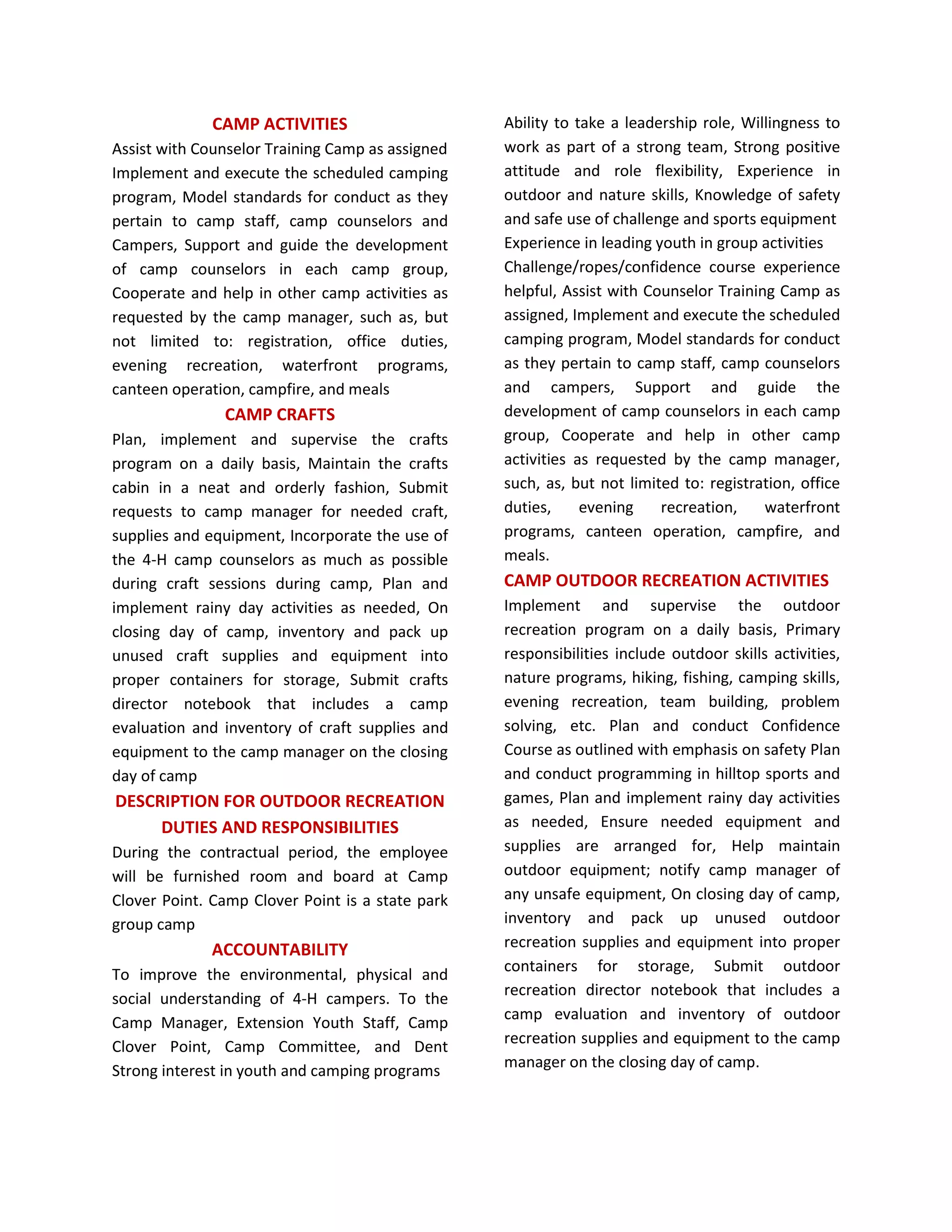 Description for camp manager/camp boss. | PDF