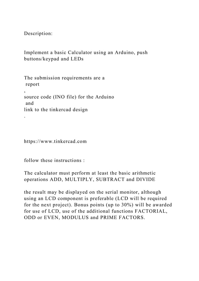 DescriptionImplement a basic Calculator using an Arduino, pus.docx