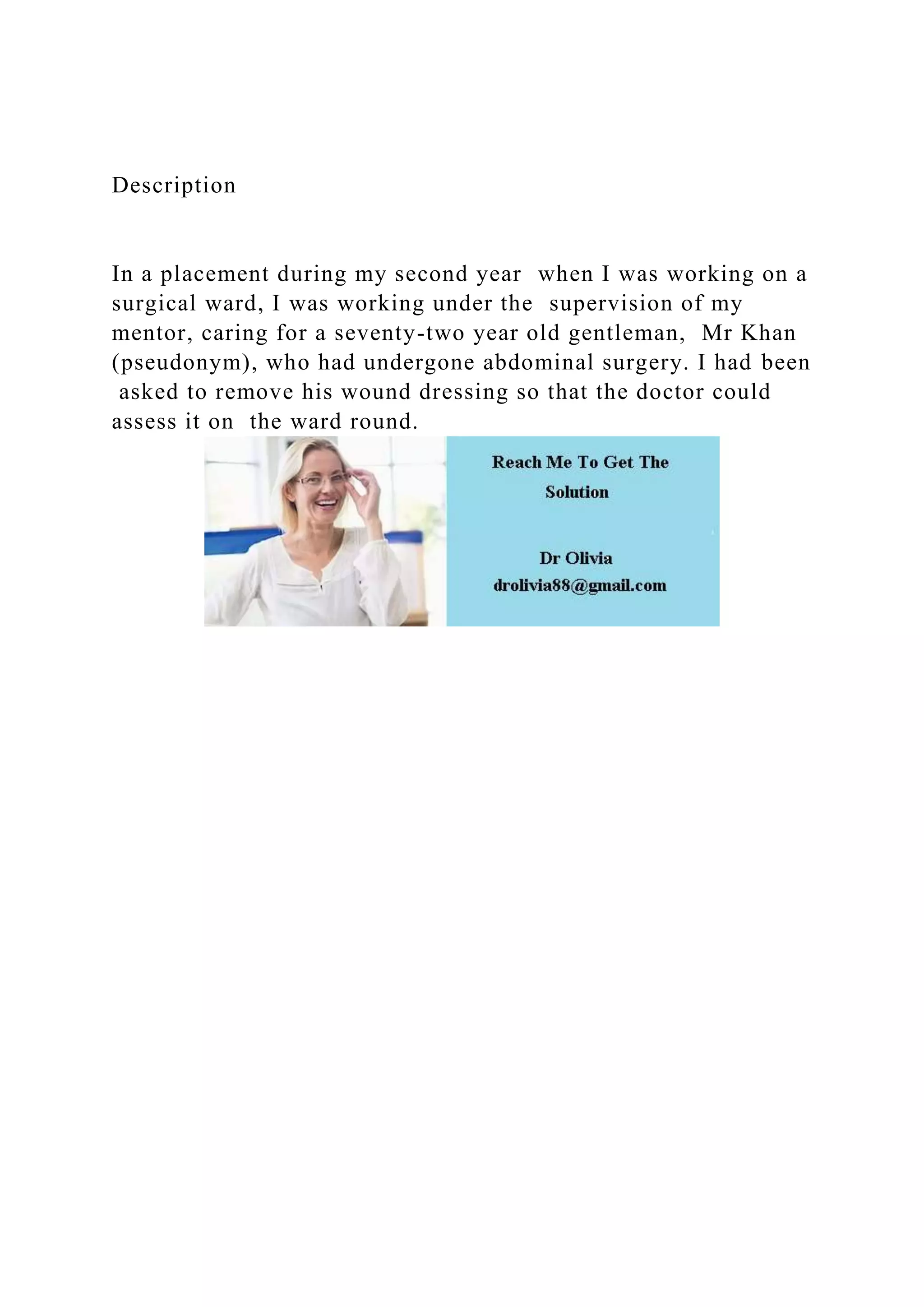 DescriptionIn a placement during my second year when I was | DOCX
