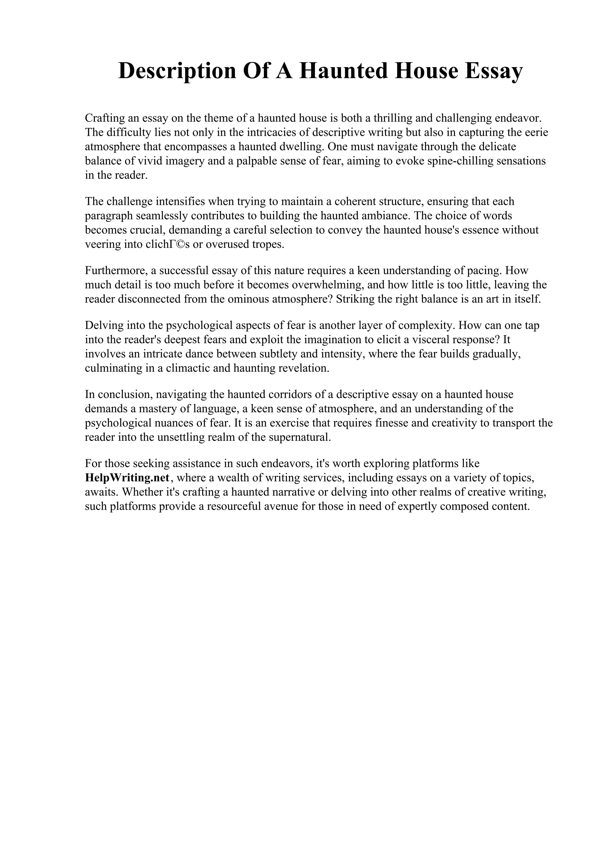 Description Of A Haunted House Essay pdf Description Of A Haunted House Essay pdf
