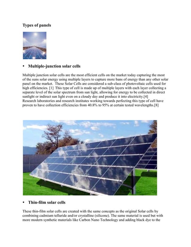 Description of a photovoltaic effect and solar panels | PDF