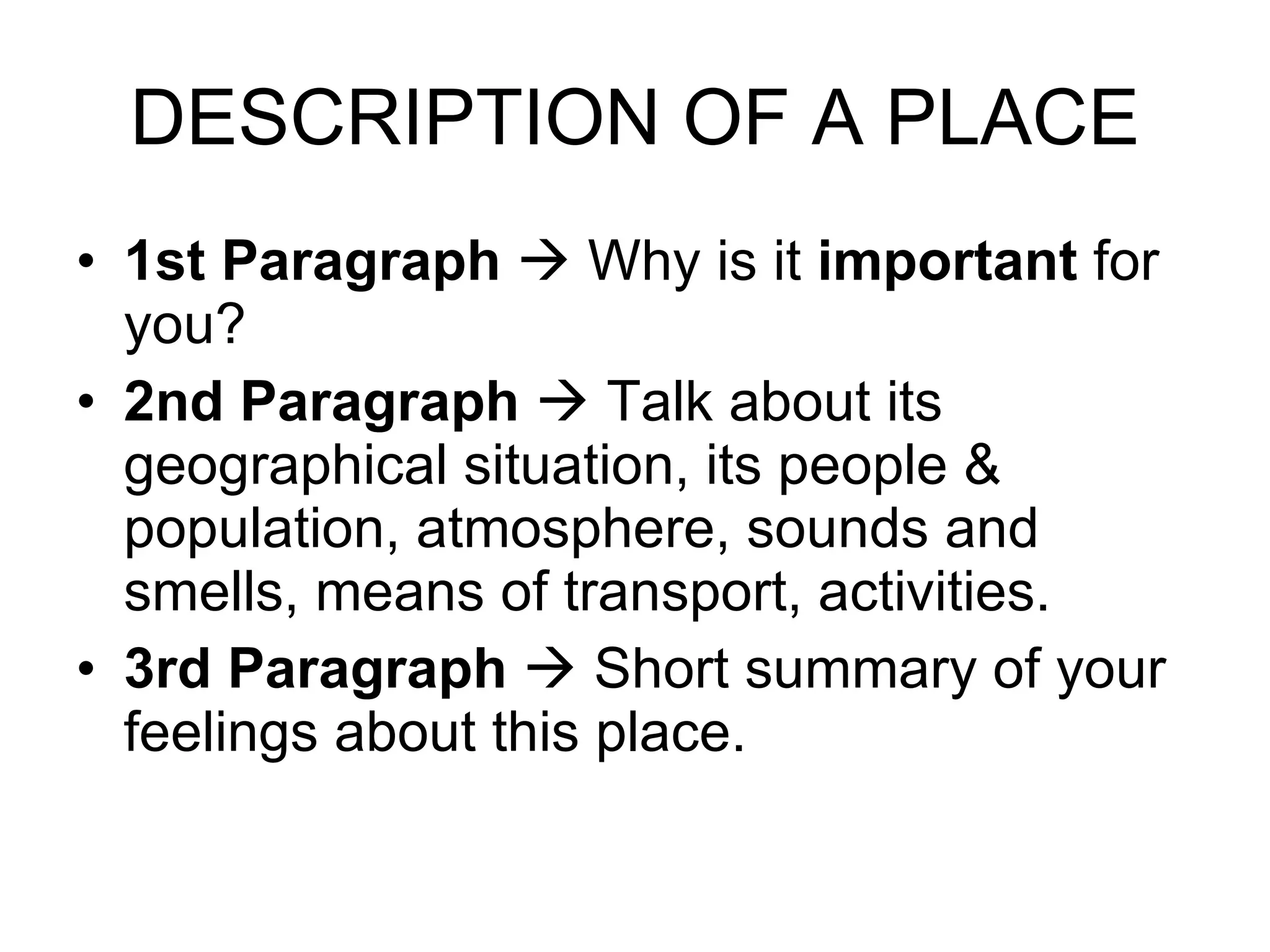 Description of a place 2 nd unit | PPT