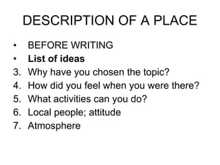 Description of a place 2 nd unit | PPT