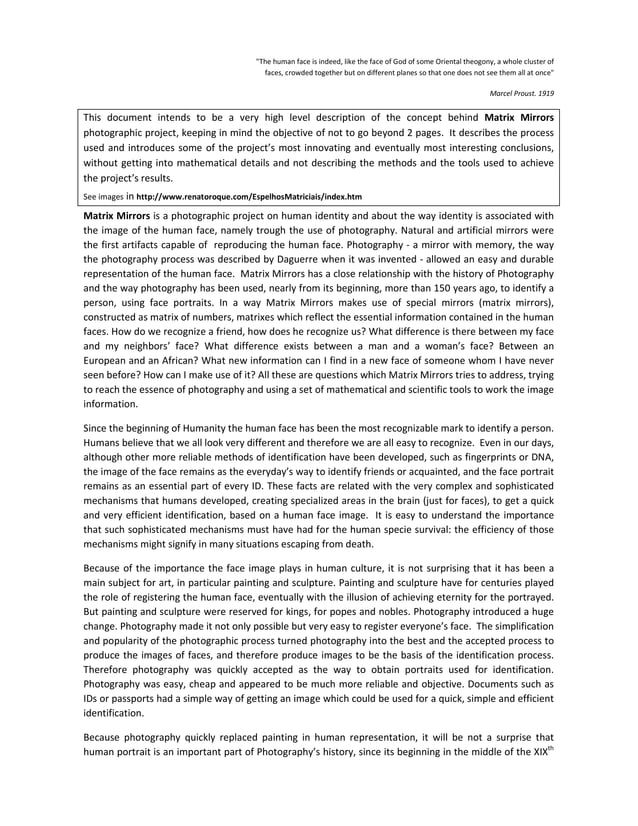 Description of concept in Matrix Mirrors project