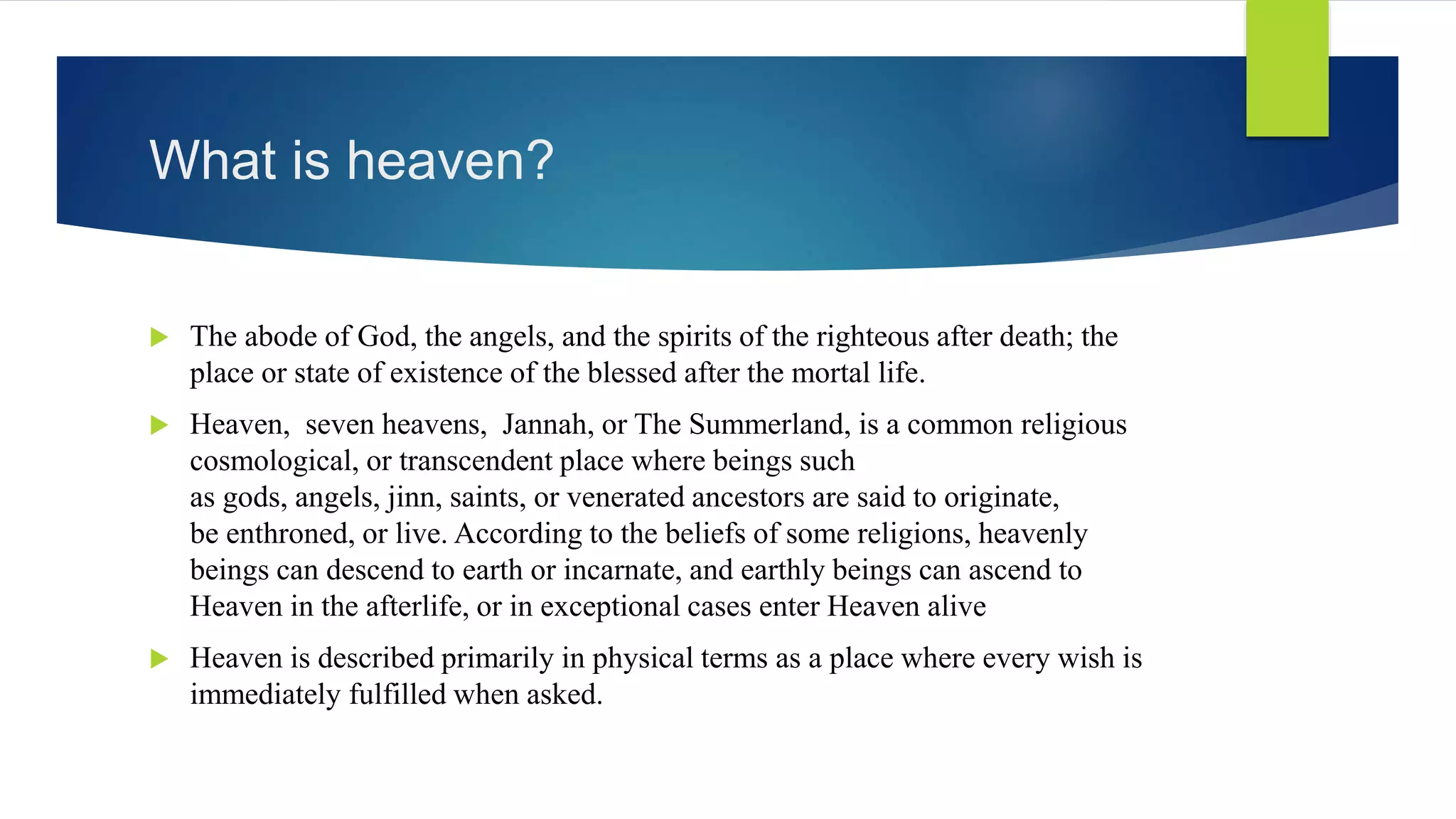 Description of heaven | PPTX | Spirituality | Religion & Spirituality