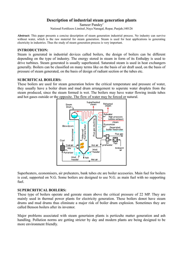 Description of industrial steam generation plants | PDF | Power and ...