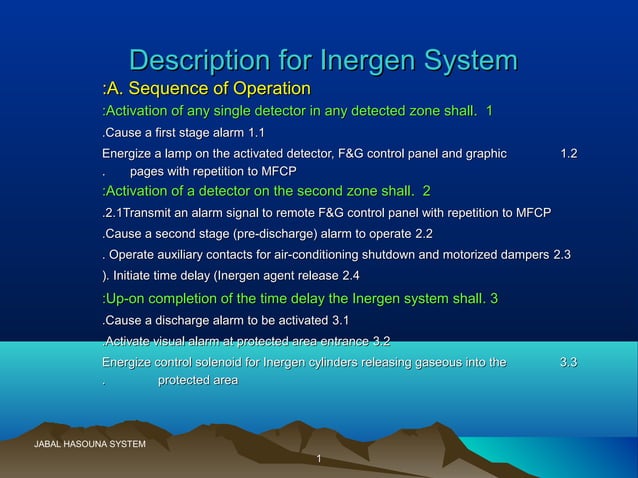Description of inergen system | PPT | Technology & Computing
