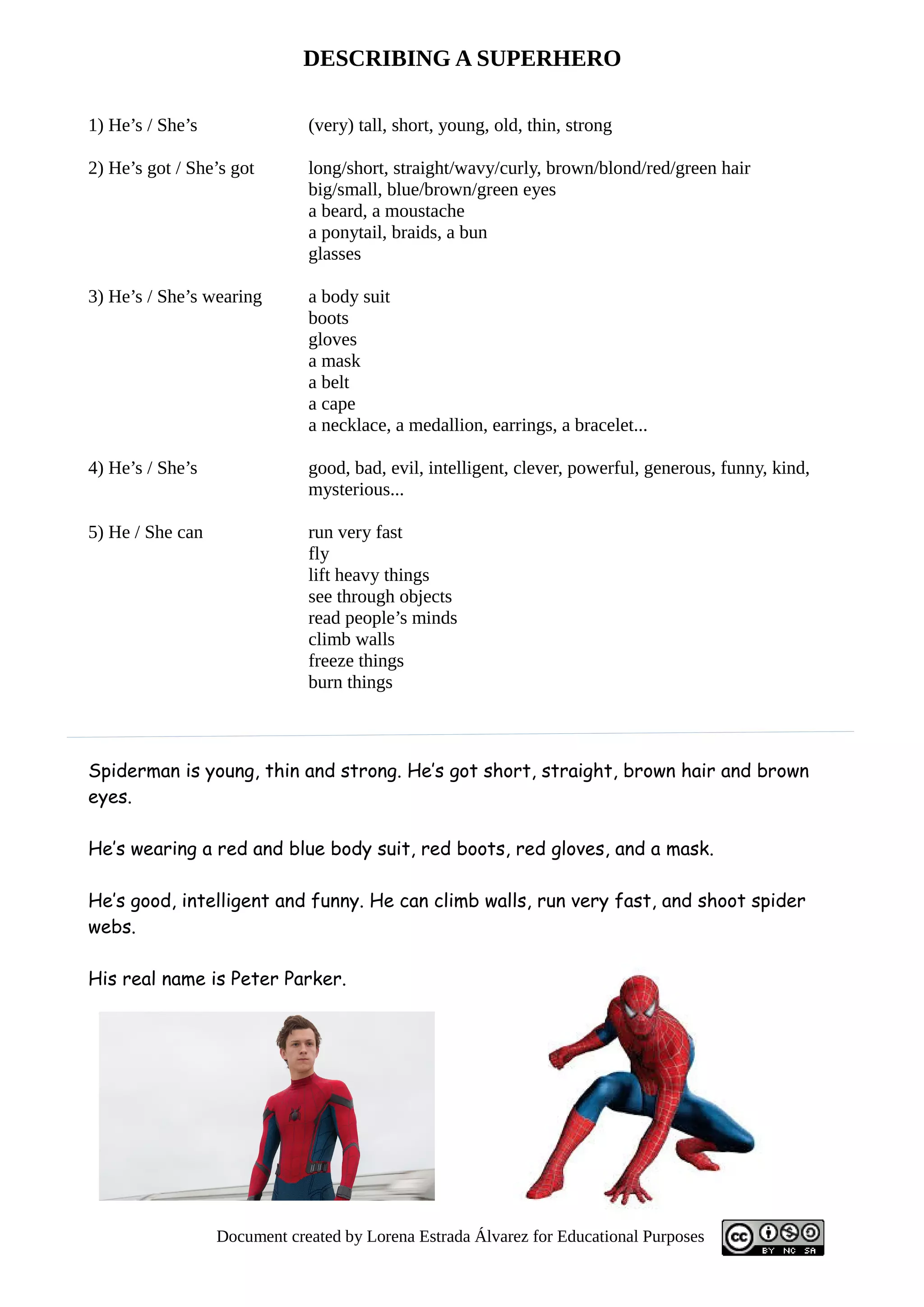 Description outline - Describing a superhero | ODT | Women\'s Outerwear ...