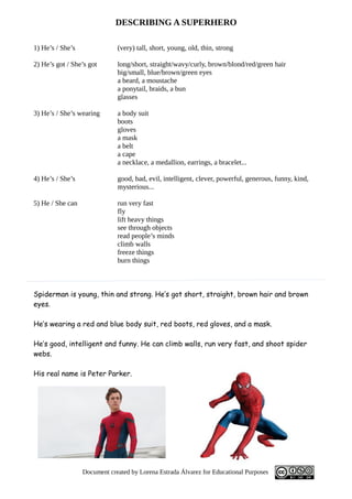 Description outline - Describing a superhero | ODT