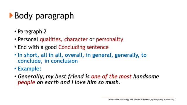 Writing a descriptive paragraph describing people | PPT