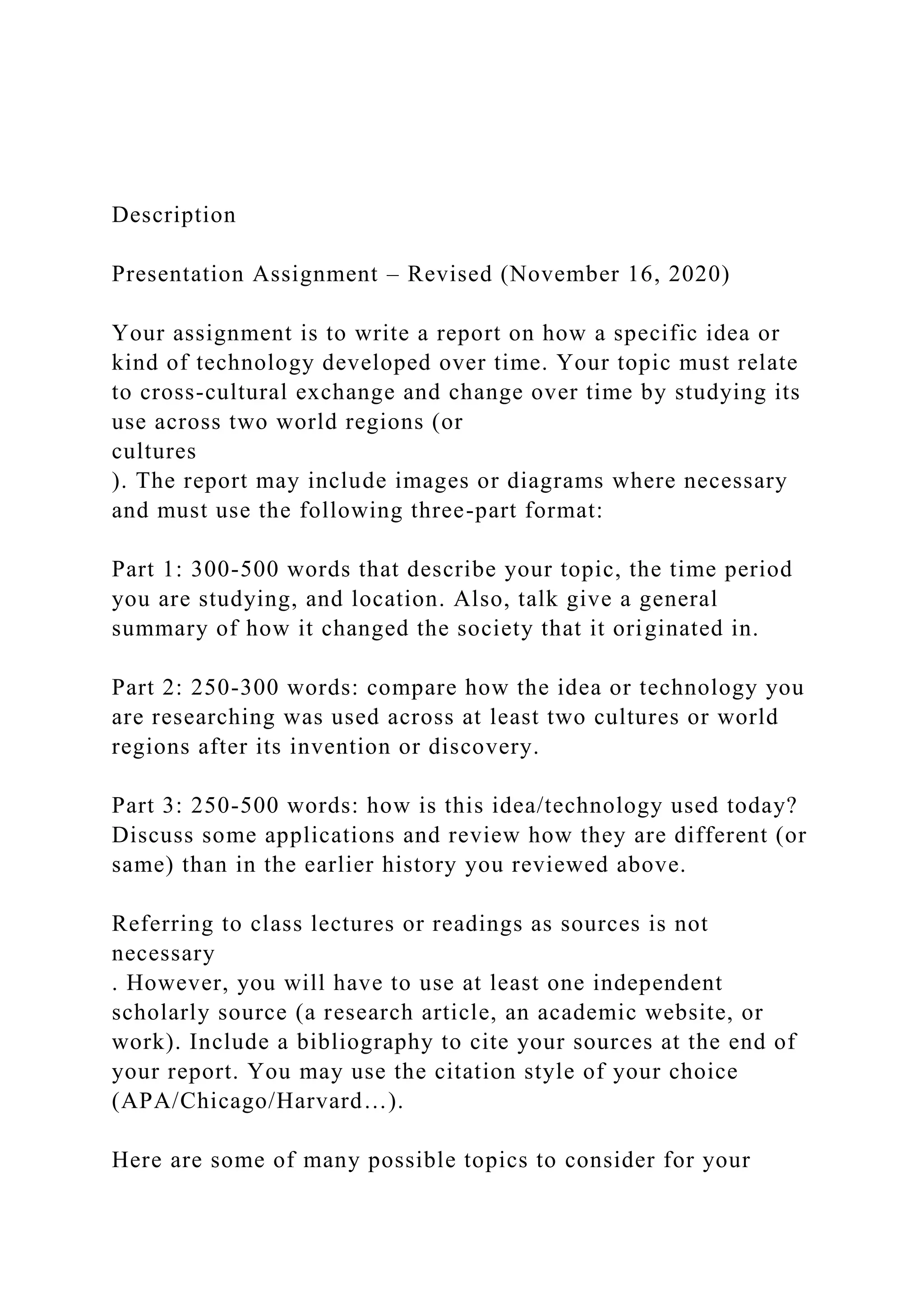 DescriptionPresentation Assignment – Revised (November 16, 2.docx