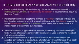 Descriptions of literary criticism theories | PPTX