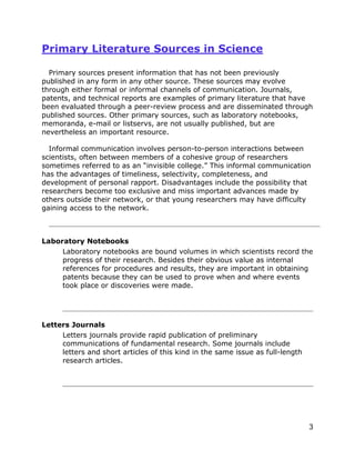 Descriptions of literature sources in science | PDF