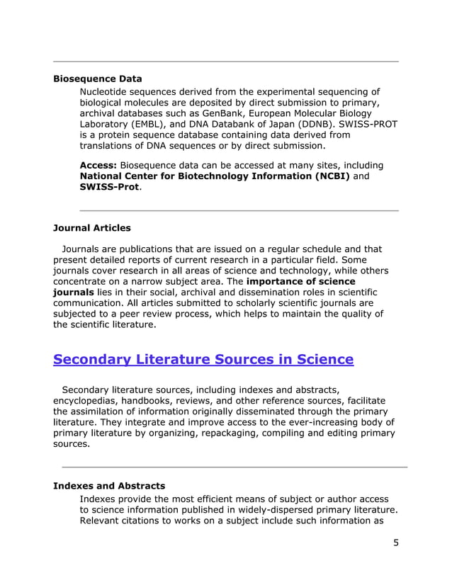 Descriptions of literature sources in science | PDF