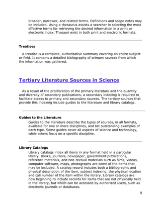 Descriptions of literature sources in science | PDF