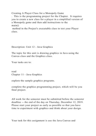 Description Unit 11 - Classes and Objects in JavaThis unit .docx