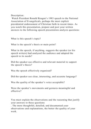 Description Watch President Ronald Reagan’s 1983 speech to the Na.docx