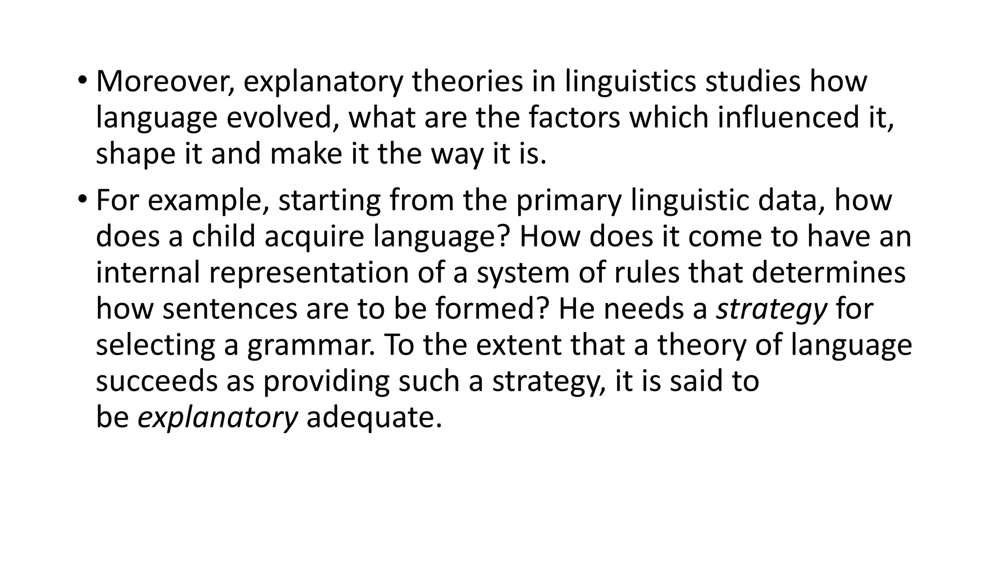 Descriptive and explanatory theories of language. | PPTX