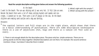 Descriptive writing for grade 9 to understand the steps to write | PPTX
