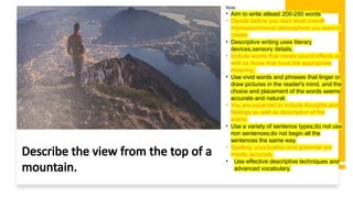 Descriptive writing for grade 9 to understand the steps to write | PPTX