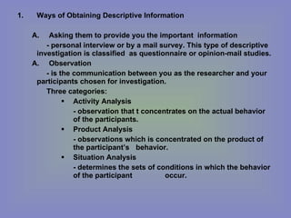 Descriptive Method | PPT | Science