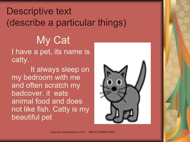 descriptive-texT DESCRIBING PEOPLE AND DESCRIBING THINGS | PPT | Cats ...