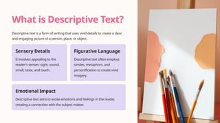 Descriptive-Text about people, place and thing | PPTX