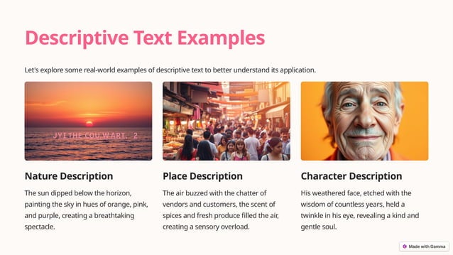Descriptive-Text about people, place and thing | PPTX