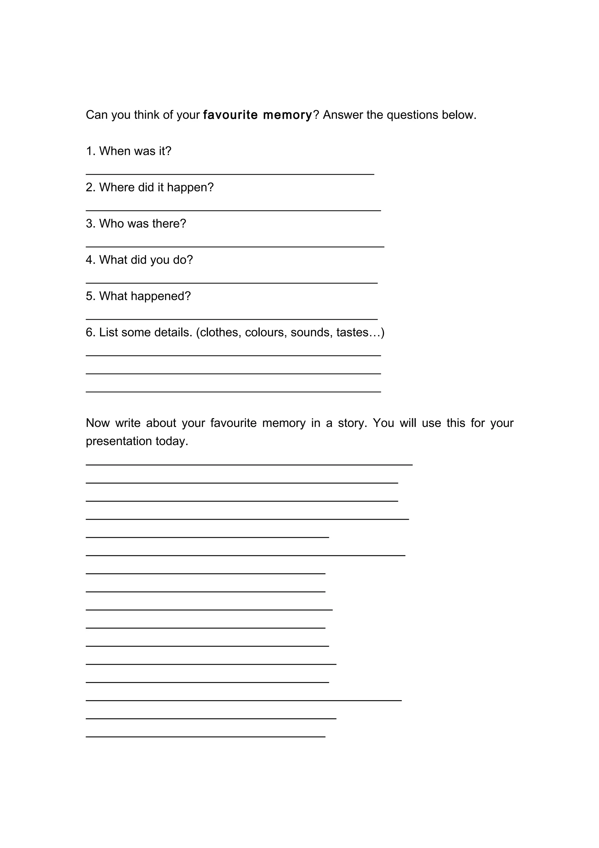 Descriptive writing, writing a story | DOC