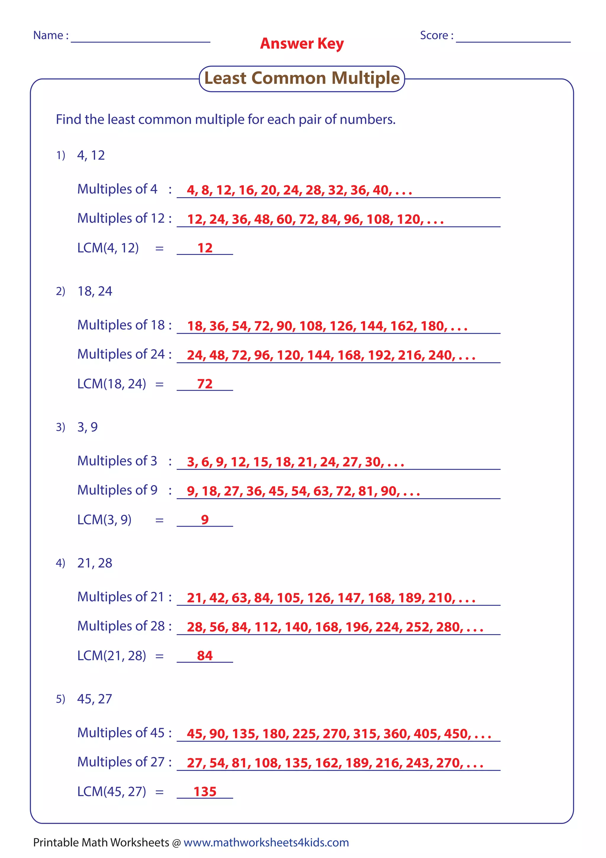 least common multiple | PDF