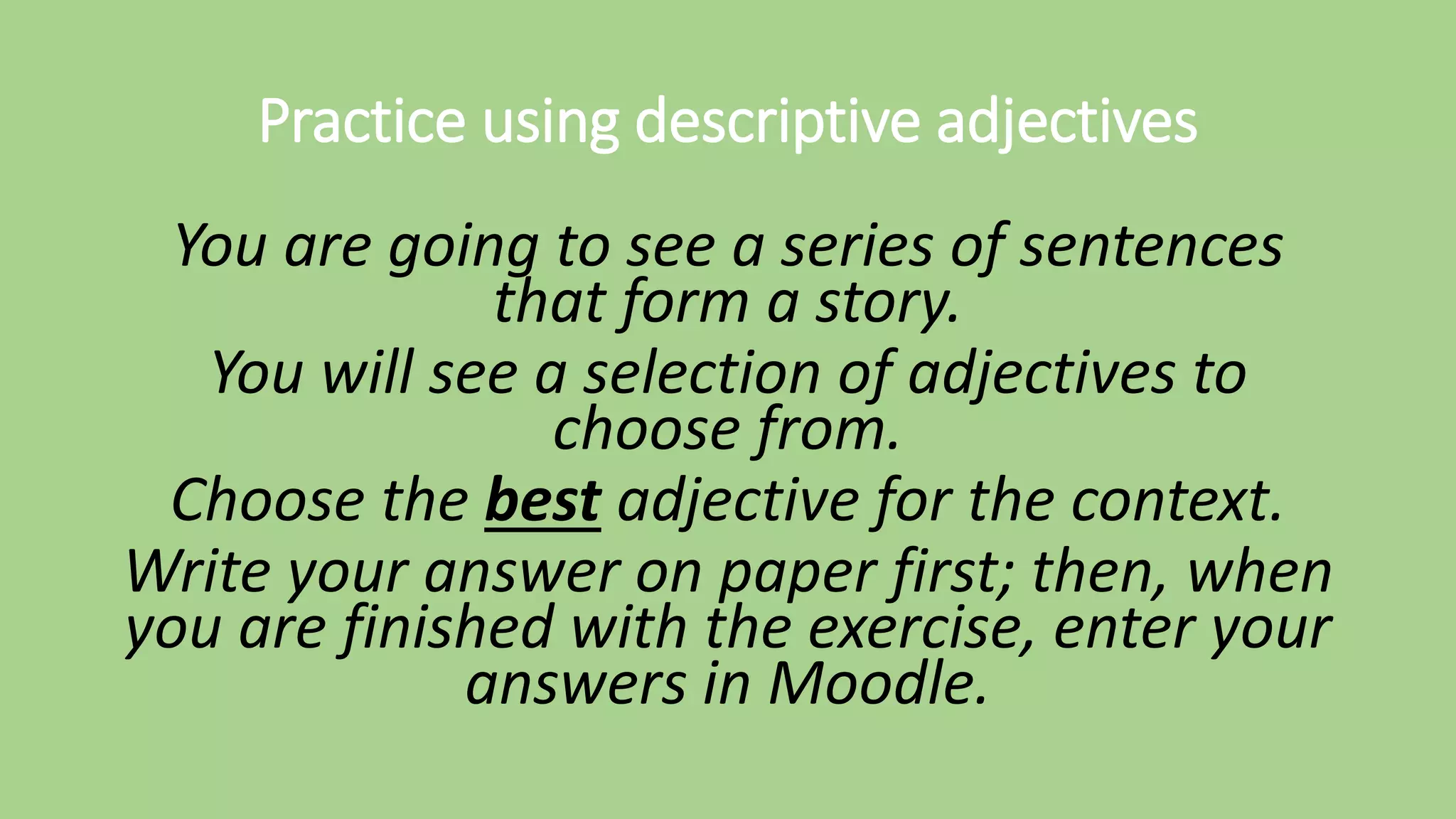 Descriptive Adjectives | PPTX