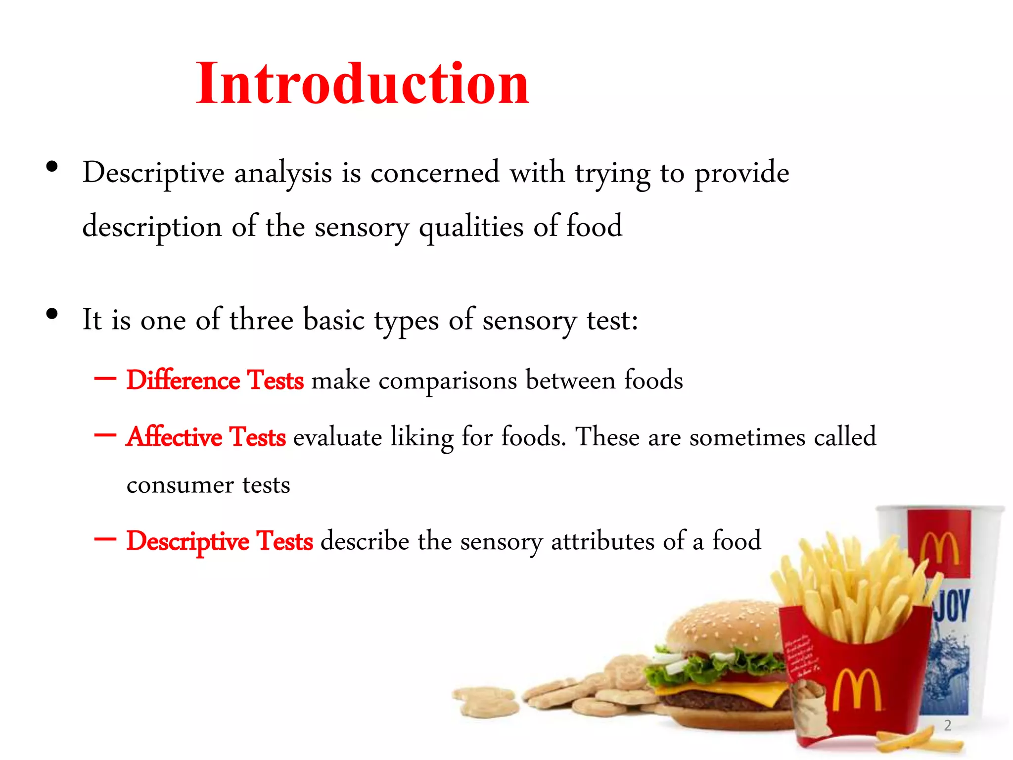 Descriptive analysis for sensory evaluation | PPTX