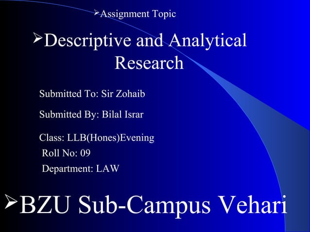 Descriptive and analytical research | PPT | Science