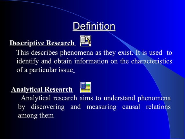 Descriptive and analytical research | PPT | Science