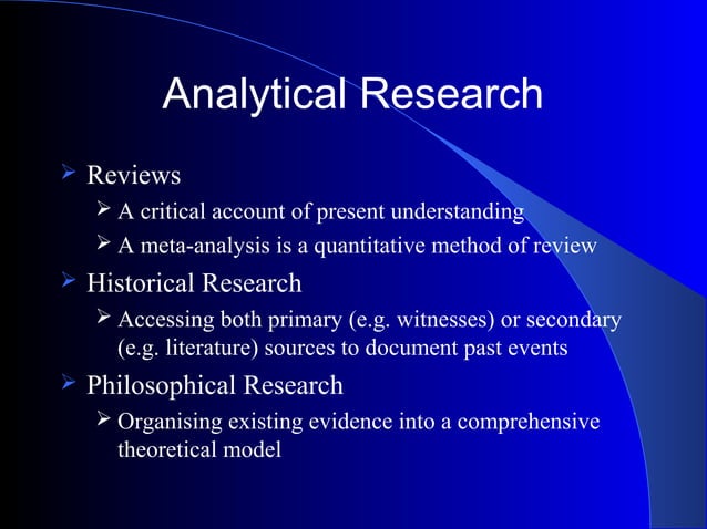 Descriptive and analytical research | PPT | Science
