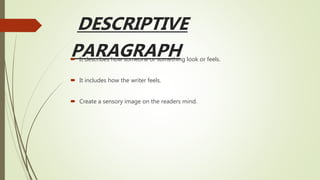 Descriptive and narrative paragraph | PPTX