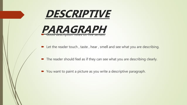 Descriptive and narrative paragraph | PPTX | Books and Literature