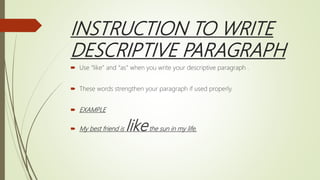Descriptive and narrative paragraph | PPTX