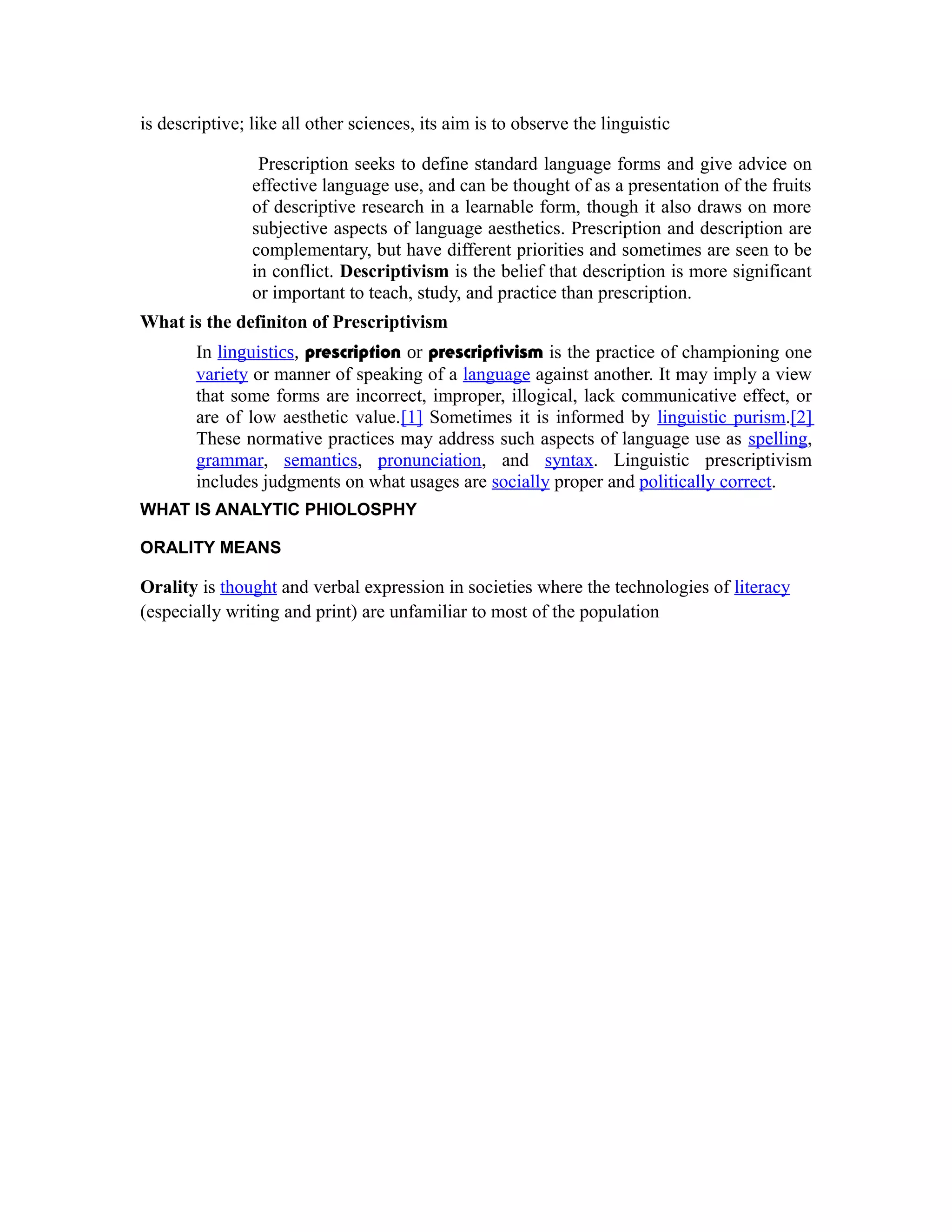 Descriptive and prescriptivism linguistics | RTF