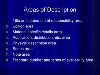 Descriptive cataloging areas of description | PPT