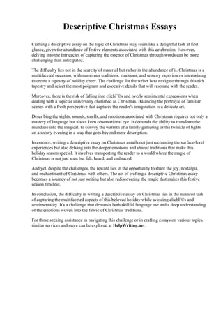 Descriptive Christmas Essays. Angeles College | PDF