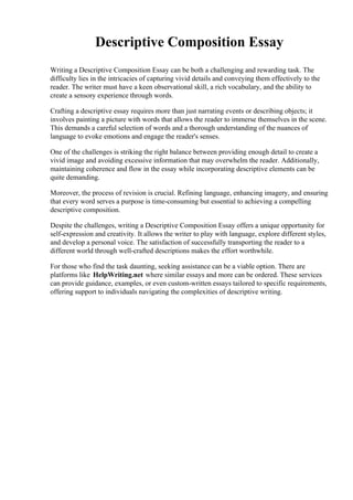 Descriptive Composition Essay | PDF | Freelance Writing | Content ...