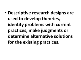 DESCRIPTIVE RESEARCH DESIGN | PPT | Free Download