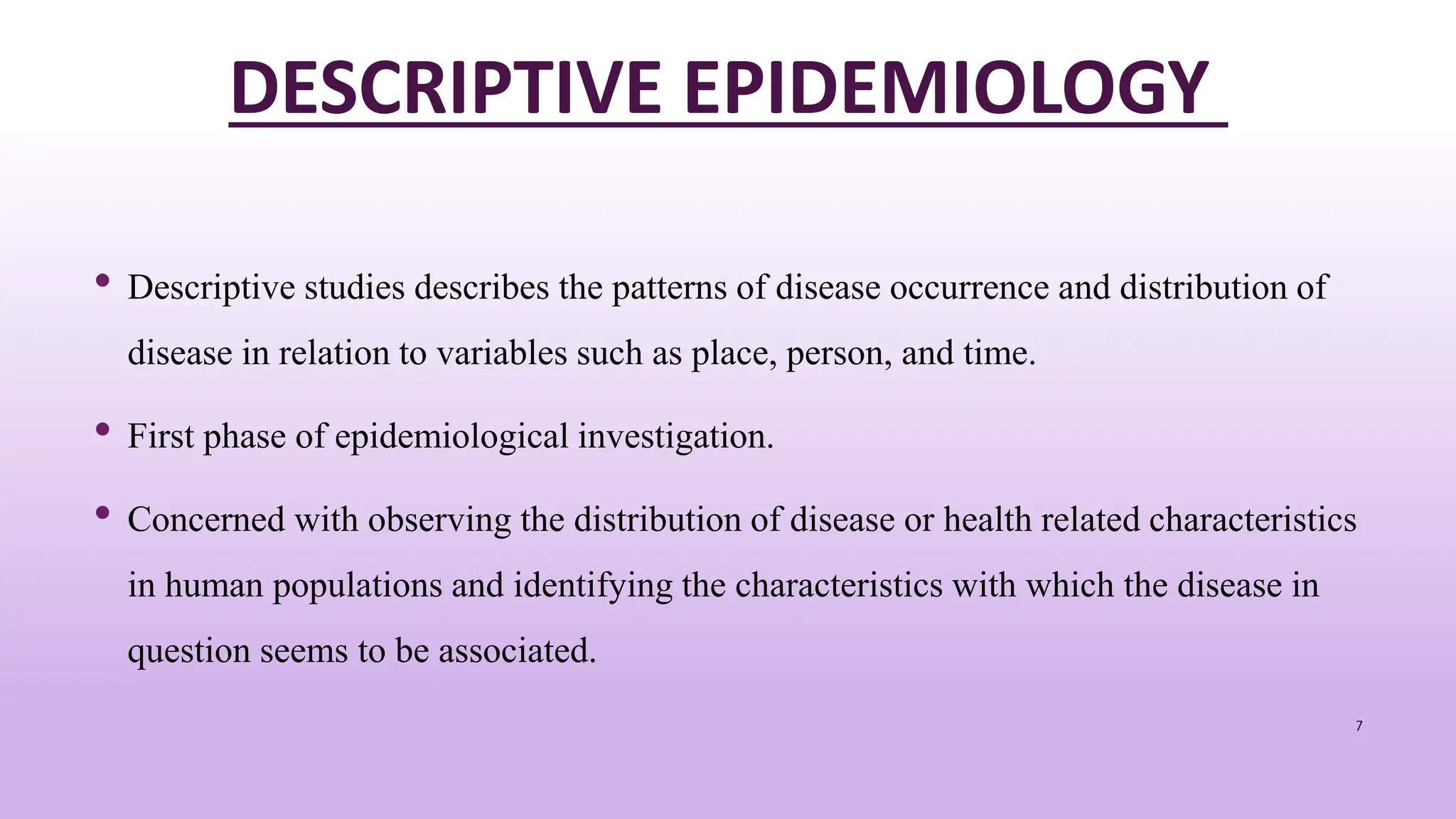 DESCRIPTIVE EPIDEMIOLOGY - Dr SHAMIN EABENSON | PPTX